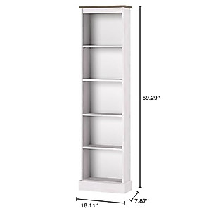 Furniture Dash Wood Bookcase Tall Narrow Corona Snow