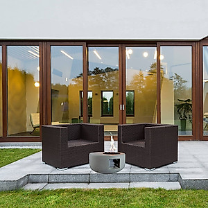 Bluegrass Living HF26900AA Carlisle Propane Fire Pit Table for Patio and Deck Use, MGO Construction, Includes Glass Beads and Protective Cover, 26 Inches, White