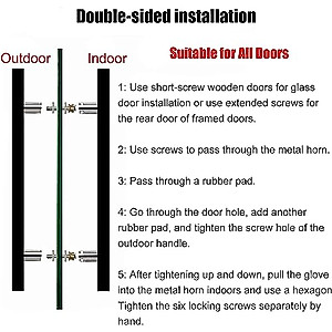 Barn Door Push Pull Door Handle Modern Brushed Push Pull Door Handle for Interior French Doors/Exterior Door, Heavy Duty Stainless Steel Commercial Barn Door Handle for Kitchen/Bathroom, Back-to-Back