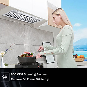 MCBON Range Hood Insert 30 Inch, 900 CFM Insert Range Hood, Touch Control Range Hood Insert, Remote & Gesture Sensing Vent Hood Insert, 4-Speed Hood Range Insert, Stainless Steel Range Hood, AE88-30