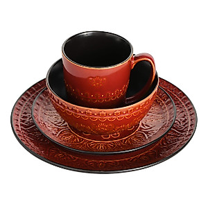 Gibson Elite Milanto 16 Piece Dinnerware Set, Red