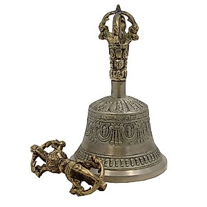 DharmaObjects Large Tibetan Meditation BELL and DORJE Set