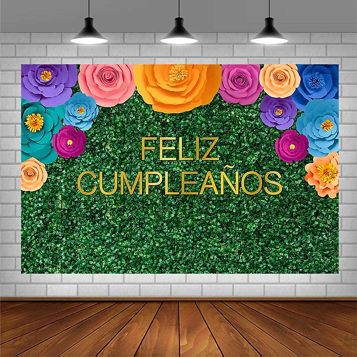 AIBIIN 7x5ft Feliz Cumpleaños Backdrop Mexican Fiesta Encanto Happy Birthday Party Photography Background Greenery Floral Green Leaves Mexico Cinco De Mayo Carnival Bday Cake Table Decoration Banner