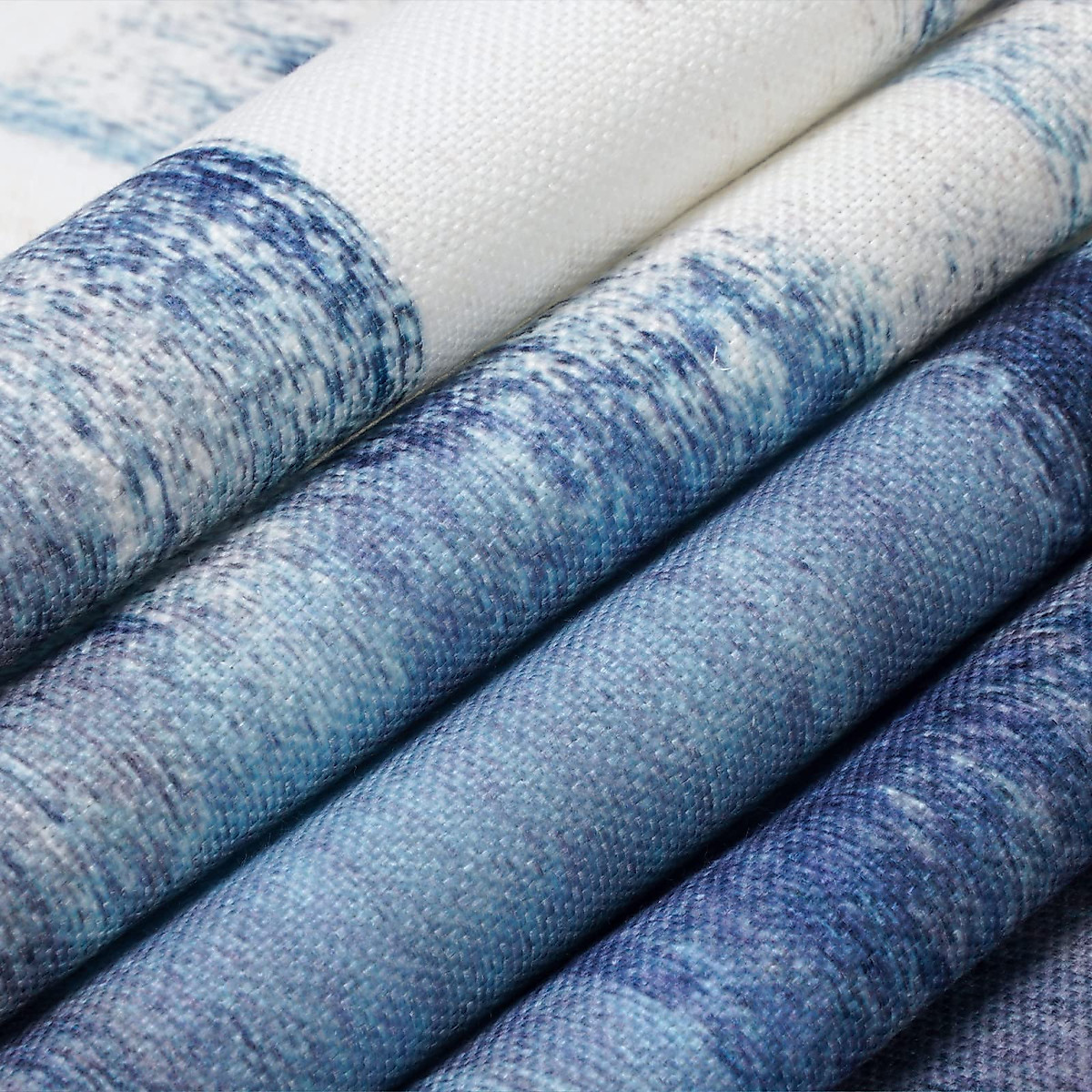 Blue and Grey Table Runner,Blue Abstract Modern Art Burlap Table Runners for Table Dresser Runner Farmhouse Style for Dinner Party Holidays Home Decoration (Blue and Grey, 13"x 71")