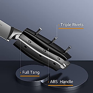 Emojoy Knife Set, 18-Piece Kitchen Knife Set with Block Wooden, Manual Sharpening for Chef Knife Set, German Stainless Steel