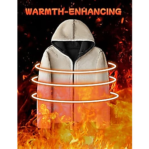 Flygo Men's Sherpa Hoodie Jacket Fleece Lined Zip Up Warm Hoodies Sweatshirt Winter Zipper Sweater Hooded Coat (Medium, Dark Grey)