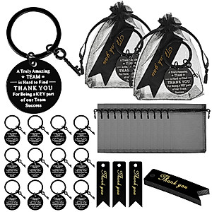 Yinkin 36 Pcs Employee Appreciation Gifts Thank You Coworker Keychain Gifts with Organza Bags and Thank You Cards(Black)