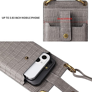 WAAHIBA Small Crossbody Phone Bags for Women, PU Leather Cell Phone Wallet Purse with Adjustable Strap (Gray)