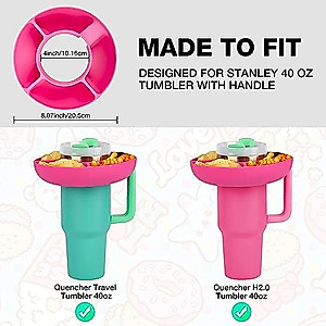 YUBIRD Snack Ring for Stanley Cup, Snack Tray for Stanley Cup 40 Oz, Silicone Snack Bowl Compatible with Stanley 40 Oz, Snack Holder for Stanley Cup (Pink)
