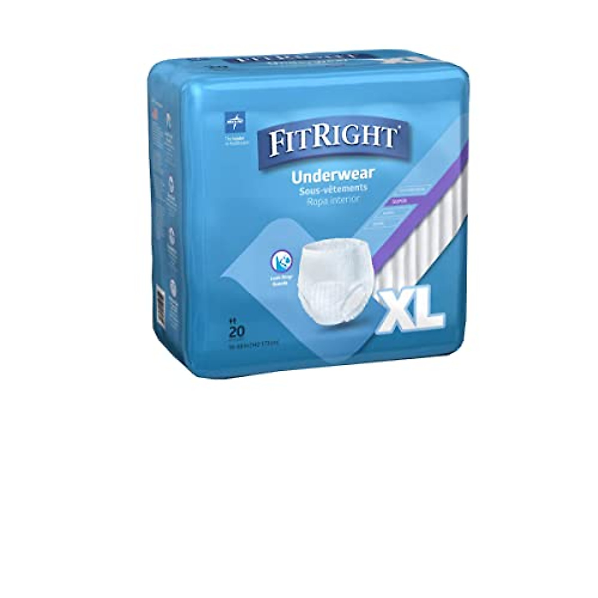 FitRight Super Adult Incontinence Underwear, Maximum Absorbency, X-Large, 56-68, 4 Packs of 20 (80 Total)