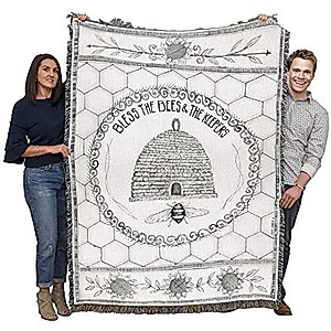 Pure Country Weavers Bless The Bees and The Keepers Blanket by Cindy Shamp - Garden Floral Gift Tapestry Throw Woven from Cotton - Made in The USA (72x54)