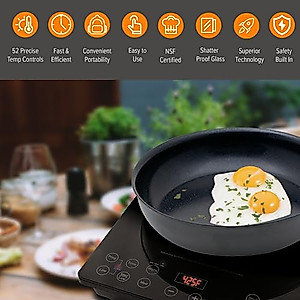 Nuwave Pro Chef Induction Cooktop, Portable, Large 8” Heating Coil, Temp Settings from 100°F - 575°F, Perfect for Commercial & Professional Settings, NSF-Certified, Shatter-Proof Ceramic Glass Surface