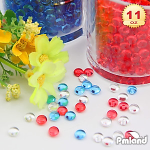 PMLAND Acrylic Mini Flat Marbles, Pebbles, Beads 3500+ Pcs 6 mm in Diameter for Vase Fillers, Brush Holder, Party Table Scatter, Wedding, Decoration, Crafts - Whire Red Blue