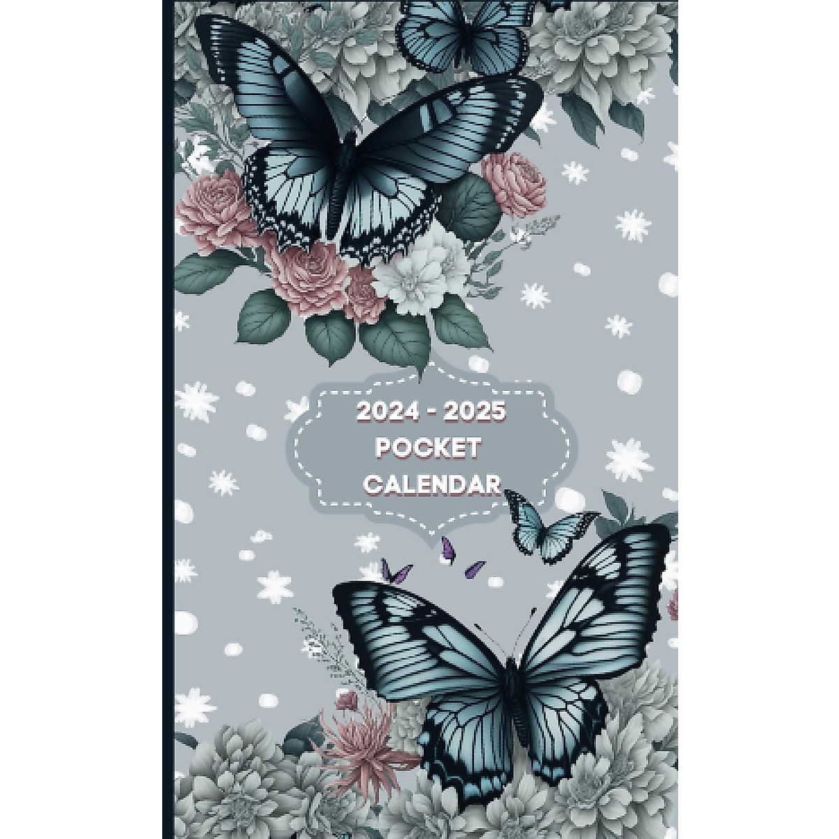 Pocket Calendar 2024-2025 for Purse: 2 Year Monthly Pocket Calendar, Butterfly Design, Small size