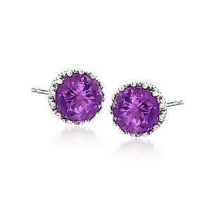 Ross-Simons 3.60 ct. t.w. Amethyst Crown-Style Stud Earrings in Sterling Silver