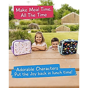 JOY2B Lunch Box Kids with Reusable Snackbag - Kids Lunch Box for Girls and Boys Lunch Bag Kids with Water Bottle Holder - Unicorn Party