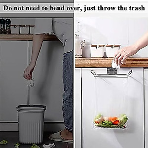 Meiloi Trash Bag Holder for Cupboards Kitchen Cabinet Door, Stainless Steel Portable Garbage Bins