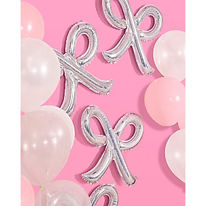 xo, Fetti Party Decorations Pink Latex + Iridescent Foil Bow Balloons - 20 pk | Bachelorette Decorations, Bow Birthday Party, Bridal Engagement Decor, Coquette Cute, Baby Shower, Tea Ribbon Decor