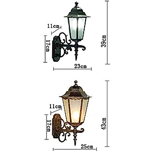 BDRPZX European Wall Light,Outdoor Wall Light,Waterproof Ip54 American Country Hexagon Street Home Garden Race Aluminum Wall Lamp Decoration Courtyard Aisle E27 Glass Wall Lantern