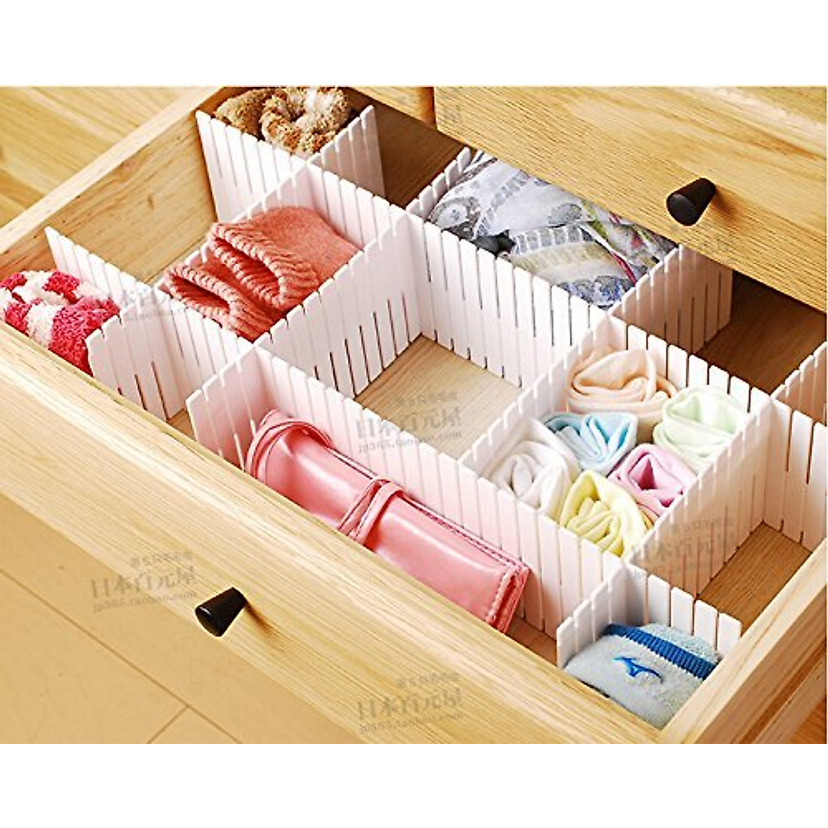 Duroetui Adjustable Plastic Drawer Closet Grid Divider Tidy Organizer Container Home Storage (45cm X 7cm ( 18" X 2-3/4" ), White)