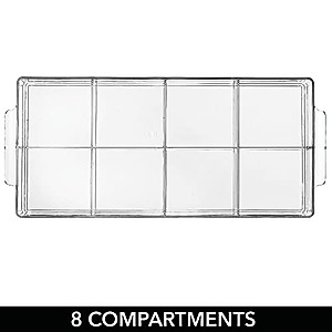 mDesign Plastic Condiment Organizer and Tea Bag Holder - 8-Compartment Kitchen Pantry/Countertop Storage Caddy - Divided Chip, Snack, Oatmeal Packet Holder - Lumiere Collection - Clear