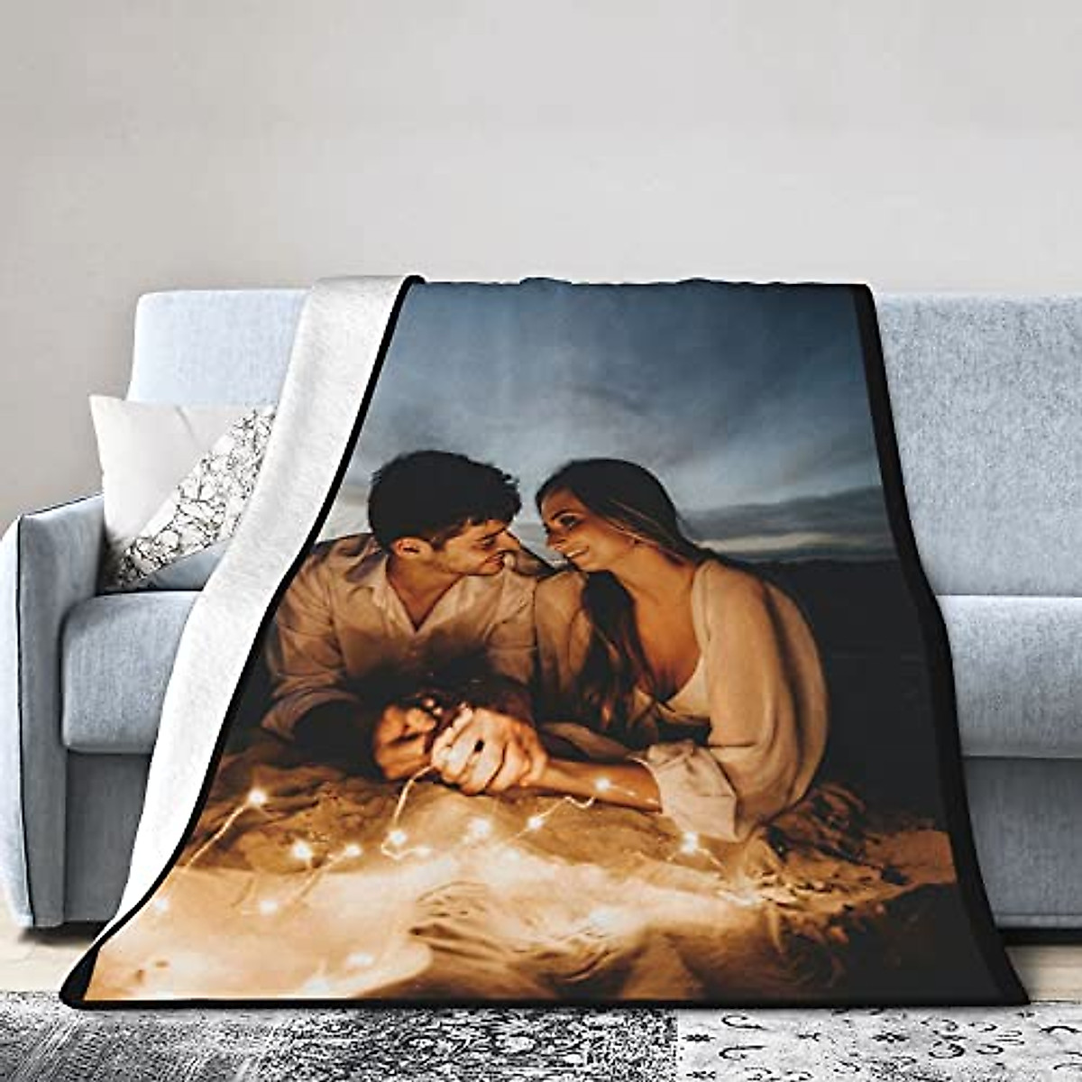 Custom Blanket with Photos/Text, Personalized Throw Blanket Cozy Fleece Customized Picture Blanket for Family Friend Pet Christmas Birthday Wedding Gifts 40 * 30Inch