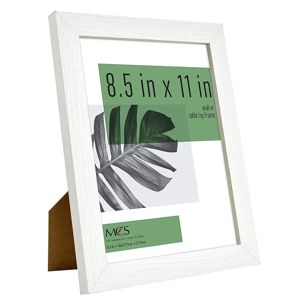 MCS Studio Gallery 8.5x11 Picture Frame White Woodgrain, Rectangle Photo Frame for Photos, Posters & Art Prints & Easel for Tapletop Display (1-Pack)