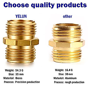 YELUN Solid brass Garden Hose Fittings Connectors Adapter Heavy Duty Brass Repair male to male double male faucet leader coupler dual water hose connector(3/4" GHT Double Male) 2 Pcs