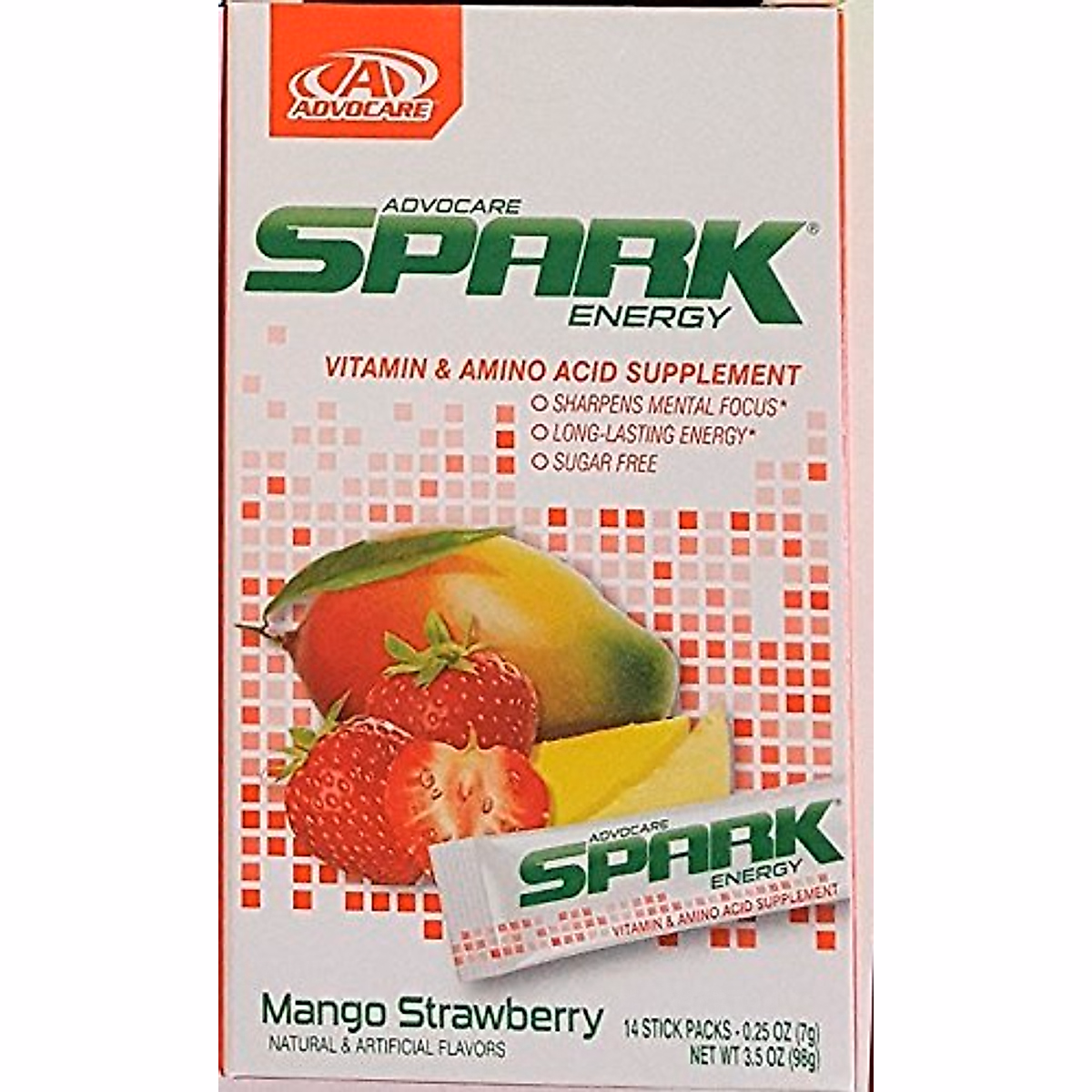 Advocare Spark Mango Strawberry Single Serve Sticks 14 ct (Mango Strawberry, Single Serve Sticks) by Spark