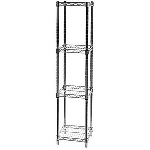 Shelving Inc. 12" d x 12" w x 64" h Chrome Wire Shelving with 4 Tier Shelves, Weight Capacity 800lbs Per Shelf