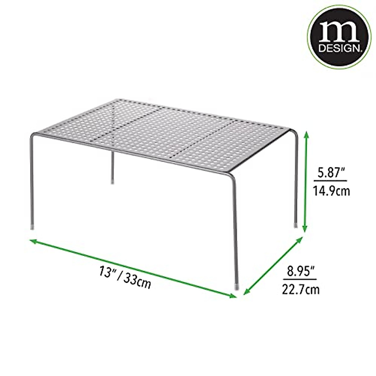 mDesign Large Metal Raised Closet Storage Shelf Organizer for Bedrooms, Bathrooms, Living Room Organization - Holds Clothes, Shoes, Jeans - Concerto Collection - 2 Pack - Graphite/Dark Gray