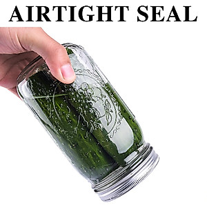 eleganttime Wide Mouth Mason Jars 32 oz,9 Pack Quart Mason Jars With Airtight lids and Bands,Clear Canning Jars 32 oz for Preserving,Meal Prep,Overnight Oats,Fermenting, Pickling