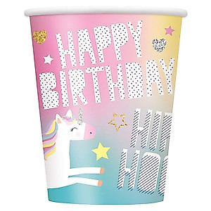 Unicorn Party Paper Cups - 9oz (Pack of 8) - Durable & Vibrant Party Essentials, Perfect for Enchanting Parties & Celebrations