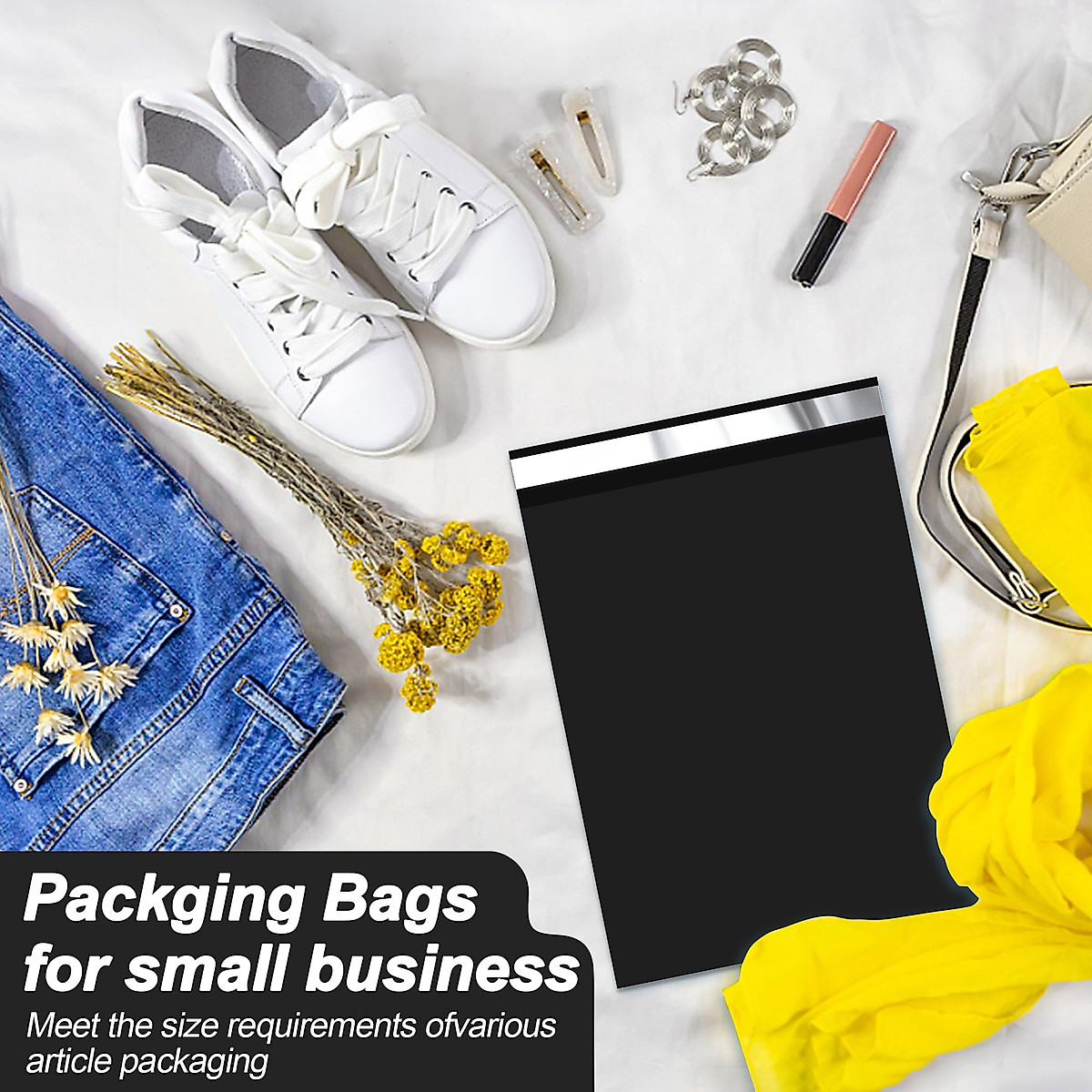 JinRuiKJ Thank You Poly Mailer 100 PCS Shipping Bags Black Envelopes with Self Adhesive, Waterproof and Tear-Proof Postal Bags, Chic Packaging Bags for Small Business, 10x13 Inches, Bulk