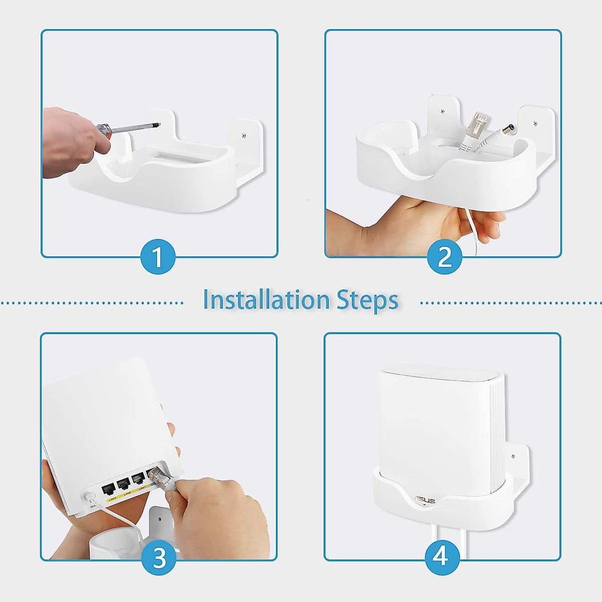Wall Mount Holder for ASUS ZenWiFi Whole-Home Dual-Band Mesh WiFi 6 System XD6 (AX5400), Simple and Sturdy Wall Mount Holder Stand Bracket by HOLACA (White 1pack)