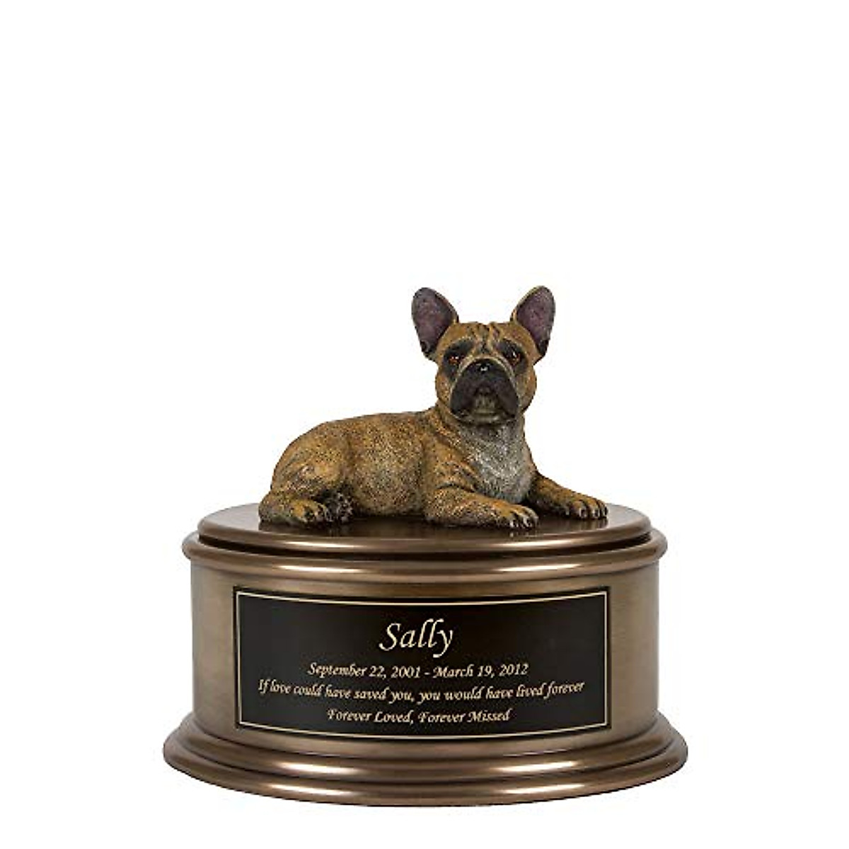 Perfect Memorials French Bulldog Custom Engraved Figurine Cremation Urn (55 Cu/in) - Dog Urn Keepsake for Ashes/Display at Home/Personalized Plaque/A Beautiful Tribute to Your Lost Pet