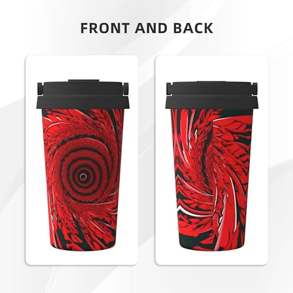 WANGXUEE Red Flower Vortex Spiral Print 500ml Stainless Steel Travel Tumbler Double Wall Vacuum Insulated Coffee Mug