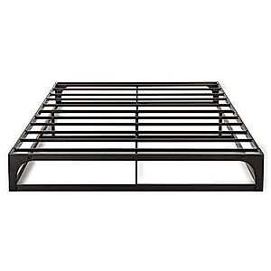 Mellow 9 Inch Metal Platform Bed Frame with Heavy Duty Steel Slat Mattress Foundation (No Box Spring Needed), Queen, Black