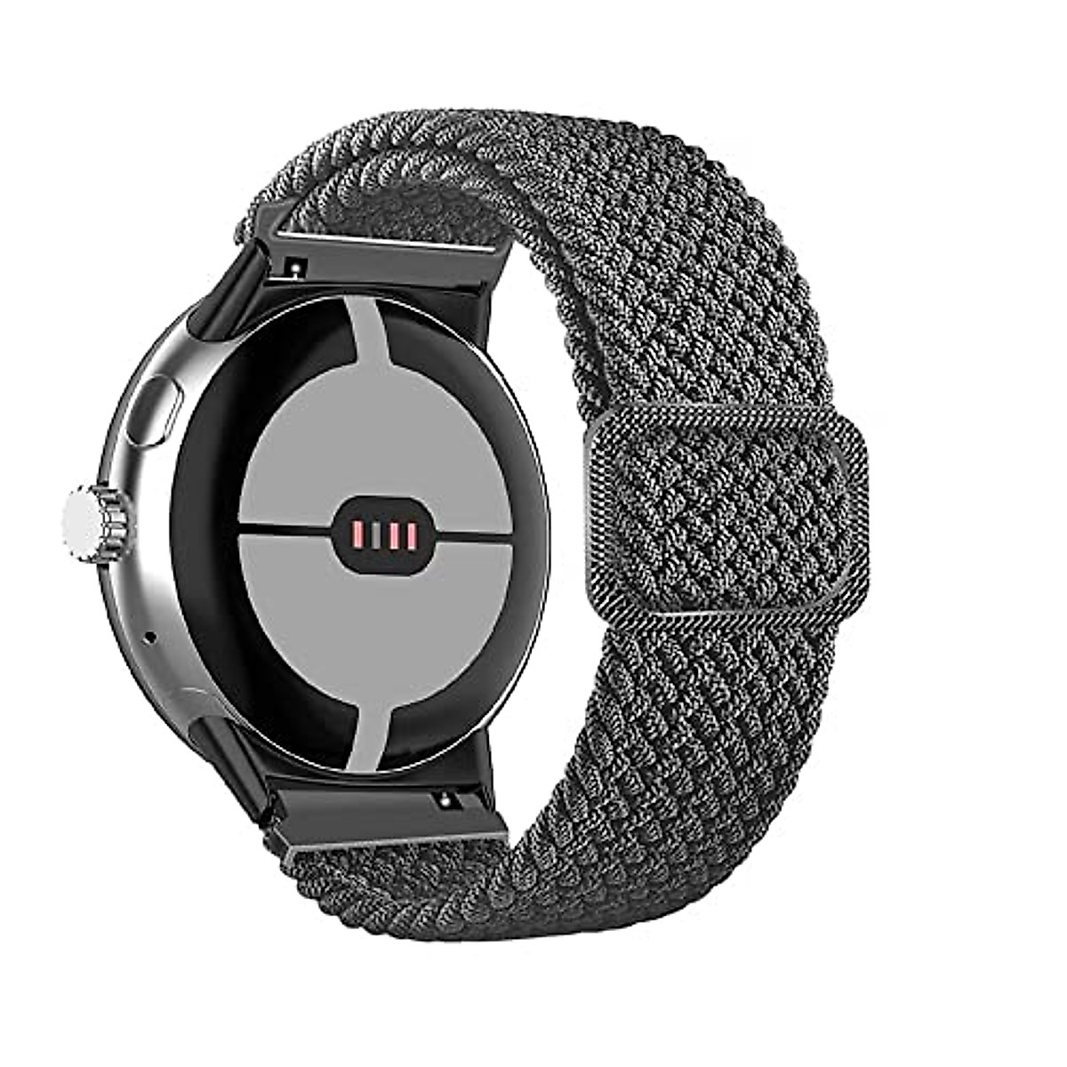 iPartsonline Watch Stretch Band Compatible with Google Pixel Watch Smartwatch Nylon Woven Strap Braided Solo Loop Sport Replacement Wristband Bracelet