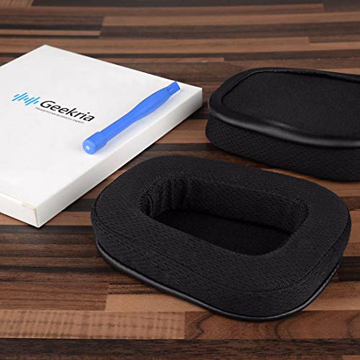 Geekria QuickFit Mesh Fabric Replacement Ear Pads for Logitech G533, G633, G635, G933, G935 Headphones Ear Cushions, Headset Earpads, Ear Cups Cover Repair Parts (Black)