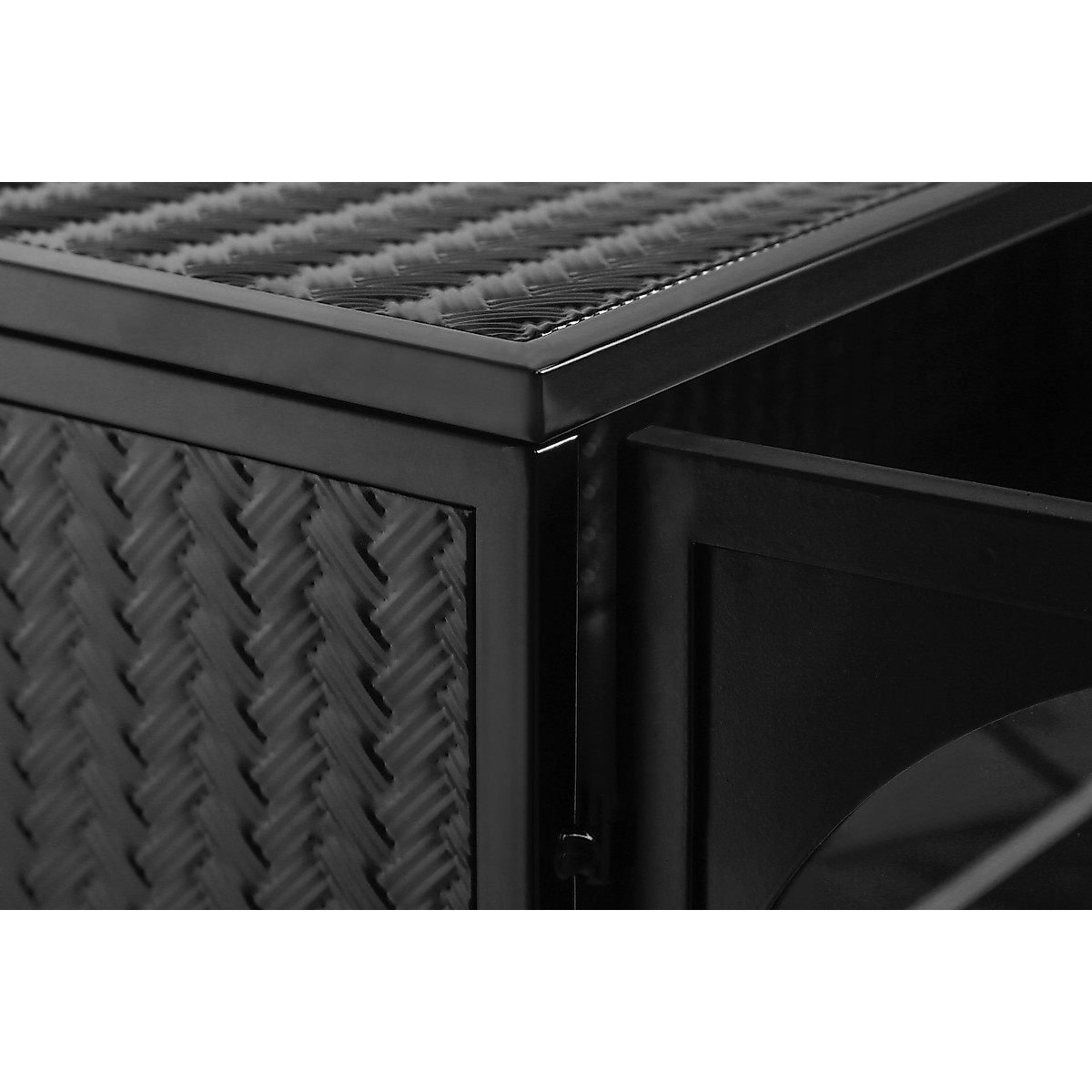 HXCQYGL Glass Doors Modern Two-Door Wall Cabinet with Featuring Three-Tier Storage for Entryway Living Room Bathroom Dining Room, Wall Cabinet with Characteristic Woven Pattern, 27.56" (Black)