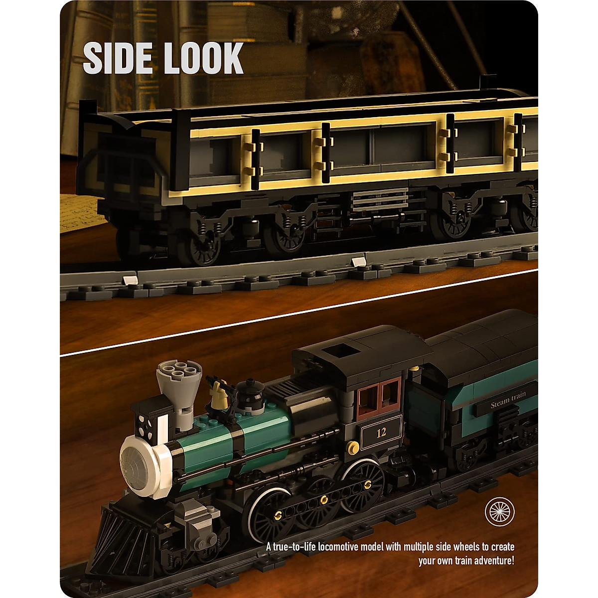 Nifeliz TH10 Steam Train Building Kit and Engineering Toy, Collectible Steam Locomotive Display Set, Train Set with Train Track, Top Present for Train Lovers (560 PCS)