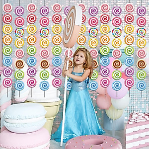 12pcs Candyland Party Decorations Banners Candy Hanging Swirl Candyland Birthday Garland Kit Lollipop Paper Cutouts for Candyland Theme Birthday Baby Shower Party Favor Indoor Home Office Decor