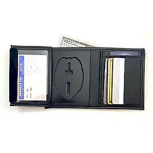 Perfect Fit Shield Wallets Shield with Eagle Police and Security Fits for Blackington B 296 Style Hidden Badge Wallet Leather (Cutout PF-209) Black