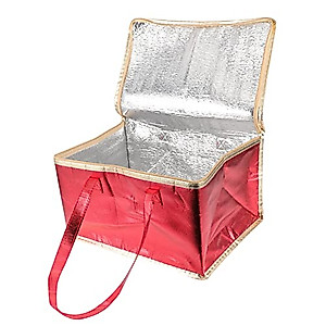 GRIRIW Insulated Bag Pizza Carrier Bag Warmer Bags Food Decor Insulated Food Bag Insulated Pizza Bag Cooler Bags Insulated for Travel Decorative Thermal Food Bag Film Red