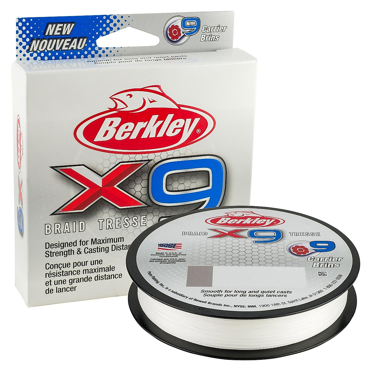 Berkley x9 Braid Superline, Low-Vis Green, 50lb test | 69 lbC | 31.5kg, 2188yd | 2000m Fishing Line, Suitable for Freshwater and Saltwater Environments