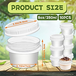 ISUSSER 10 Pack 8oz Reusable Small Plastic Containers with Screw Lids, Small Food Storage Freezer Containers, Deli Containers Stackable Food Storage Jars, Sauce Condiment Jars Lunch Box Accessories