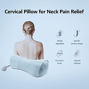 RESTCLOUD Adjustable Neck Roll Pillow, Neck Pillow for Pain Relief Sleeping, Memory Foam Cervical Pillow for Neck Pain Relief