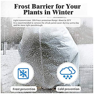 REMIAWY Plant Covers Freeze Protection Frost Blanket for Plants Tree Blanket Cover Shrub Covers Jacket with Zipper Drawstring, Frost Cover for Animal Protection (85”X75” Shrub Jacket 2 oz/sq yd)