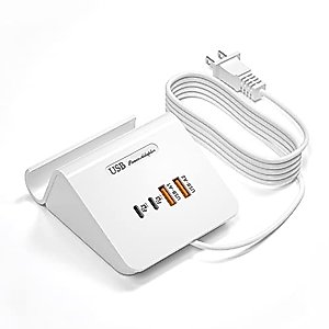 VHBW USB C Charging Station 45W, 4 Port Multiple USB Charging Station with 2 USB C & 2 USB A, 20W PD Fast Charger for Multiple Devices for iPhone 13/12/11, Samsung Galaxy, iPad, Pixel 4/3【UL Listed】